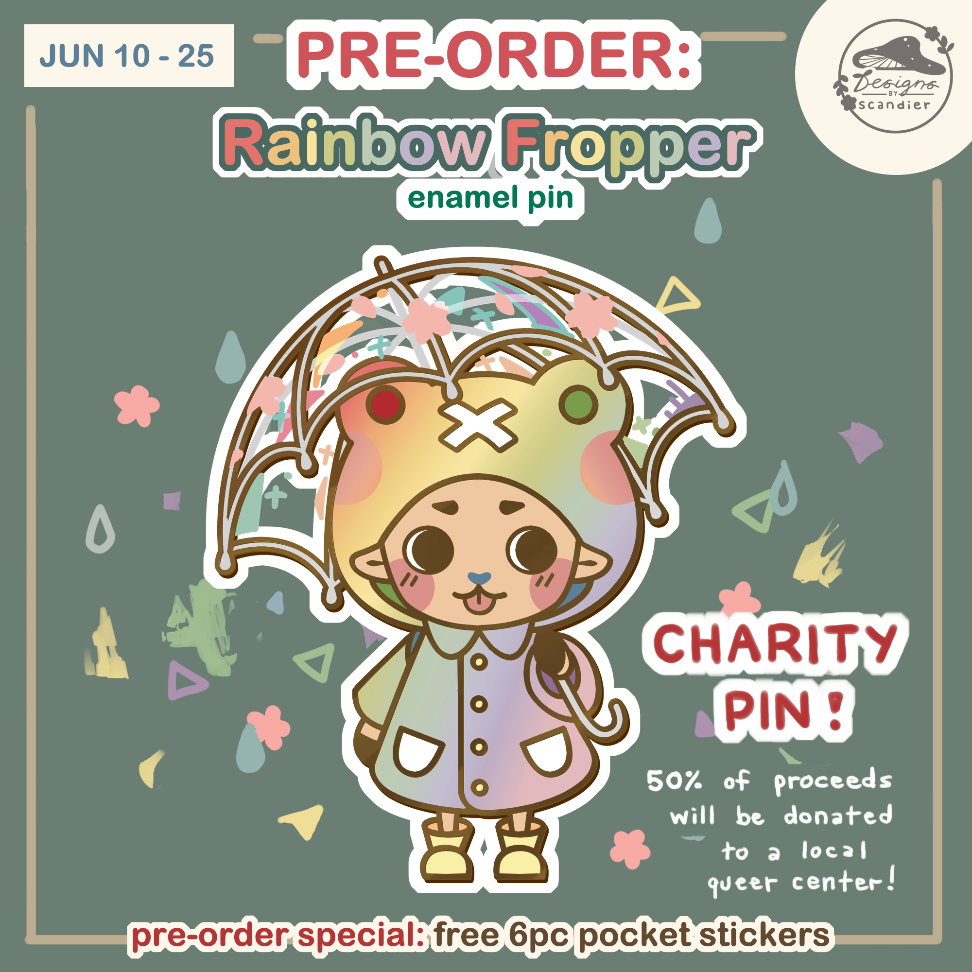 PRE-ORDER: Rainbow Fropper enamel pin | Scandier